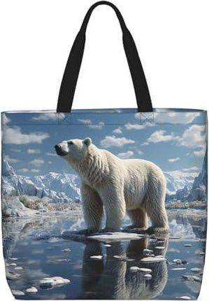 Generic Ours Blanc Des Glaciers Sac Courses Pliable Tote Bag Imperm&eacute;able Sac Cabas Pour Gym Plage Quotidienne