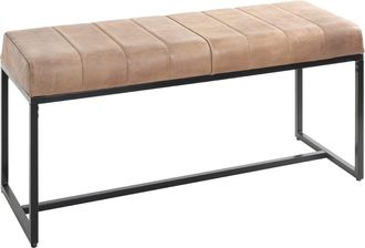 Haku Möbel Bank braun, schwarz, Echt Leder, Metall - Maße: B 100 cm x H 48 cm x T 38 cm, Style: Industrial