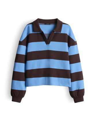 OPUS Damen Sweatshirt | GLOCKI Loose Sweatshirt mit Breiten Rugby Streifen Water Blue, 38