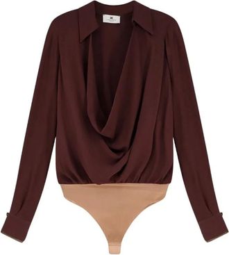 Elisabetta Franchi Femme, Tops, Brun, Taille: 42 FR Body en georgette de viscose