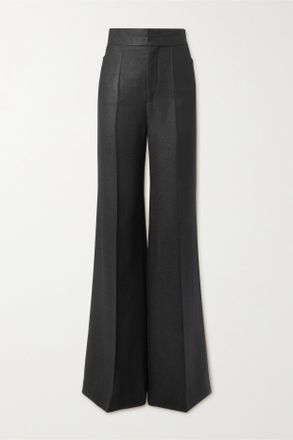 Chlo&eacute; Pantalon &Eacute;vas&eacute; En Soie Et Laine M&eacute;lang&eacute;es - Noir