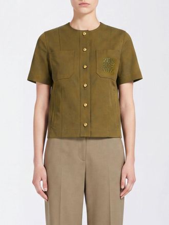 Max Mara Top &agrave; manches courtes en coton stretch avec poche et logo brod&eacute;