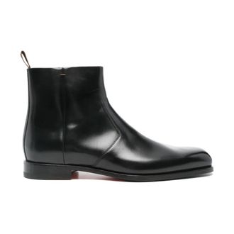 Santoni Homme, Chaussures, Noir, Taille: 44 EU Leather Chelsea Bottes