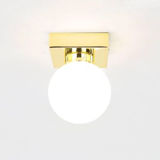 Licht-Erlebnisse Deckenleuchte Bad Kugel Metall Glas in gold 1x G9 wechselbar Badezimmer Flur Innen Deckenlampe zeitlos Beleuchtung kompakt
