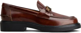 Tod's Logo Plaque Leather Loafer - Brown