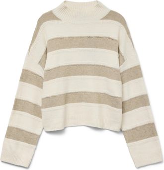 Vero Moda Damen Vminez Ls Highneck Short Pullover Boo, Birch, XL