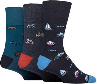 SockShop Gentle Grip Homme Fun Feet Chaussettes Paquet de 3 V&eacute;hicule 39-45