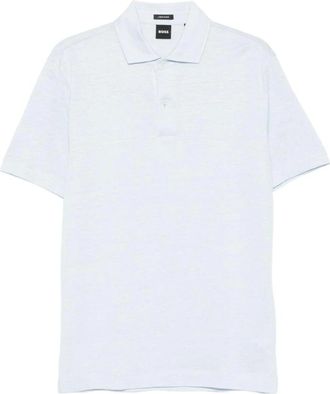 HUGO BOSS Homme, Tops, Bleu, Taille: 2XL Polo en coton et lin coupe regular