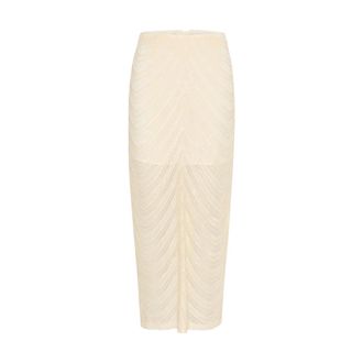 Gestuz Gelber Pailletten Langer Rock Off White - - Skirts - Damen - Beige - S