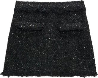 Msgm Msgm - Sequin Tweed A-Line Mini Skirt - Femme - Jupes - Noir - Taille: 38 FR