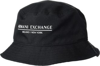 A|X Armani Exchange Homme, Accessoires, Noir, Taille: ONE Size Milano/New York Logo Bucket Hat