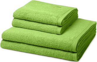 ROSS 4 teiliges Frottier-Set - Vita (2 X Handtuch 2 X Duschtuch im Set) - 520 g/m2 - Baumwolle - Walkfrottee - saugstark - weich und flauschig - Kiwi