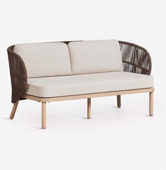 Sklum 2-Sitzer Garten-Sofa aus Akazienholz und geflochtenem Seil Capri Braun Choco