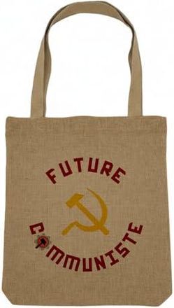 Fabulous Sac Shopping Tote Bag Aspect Lin - Futur Communiste Politique Humour Avenir - Sac de Courses Toile Epaisse 360g Beige Naturel Cabas Port&eacute; Epaule Solid