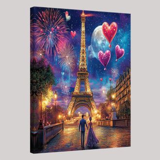 Generic Stadtnachtszene Wandbilder Dekoration Eiffelturm, Paris Bilder auf Leinwand Aufh&auml;ngefertig Kunstdruck Wanddeko Bild Canvas Modern Leinwandbild mit Rah