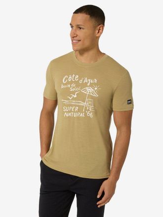 super.natural T-Shirt f&uuml;r Herren,Merino M COTE DAZUR TEE mit Sommer-Motiv, atmungsaktiv