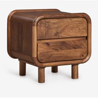 Sklum Gina Nachttisch aus Mangoholz 50x43 cm Dunkler Griff Holz