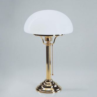 Licht-Erlebnisse Tischleuchte in Messing Poliert Jugend Stil E27 bis zu 75 Watt 230V Deutsches Qualit&auml;tsprodukt aus Messing Schlafzimmer Wohnzimmer Lampen Leuchte inne