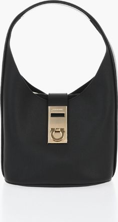 Ferragamo Leather Hobo Bag With Logo Detail Salvatore Ferragamo