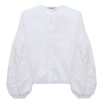 Dorothee Schumacher Femme, Blouses et Chemises, Blanc, Taille: 38 FR Chemisier Embroidered Beauty