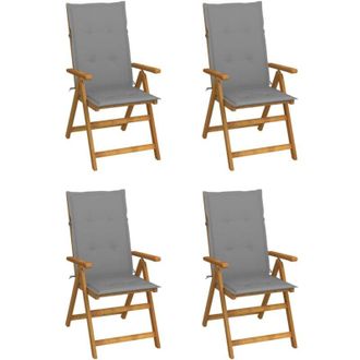 vidaXL Vidaxl - Hochlehner Verstellbar 4 Stk. mit Auflagen Massivholz Akazie