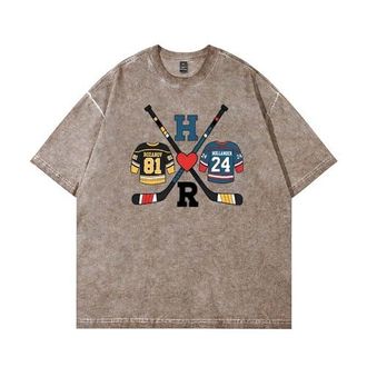 Generic T-shirt HeatRivalry Hollander Rozanov en coton d&eacute;lav&eacute; unisexe &agrave; manches courtes d&eacute;contract&eacute; col rond, marron, 4XL