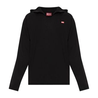 Diesel Homme, Tops, Noir, Taille: 2XL T-Boxt-Ls-Hood-Check