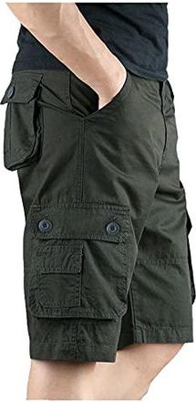 Generic Short cargo surdimensionn&eacute; pour homme, multi-poches, v&ecirc;tement de travail confortable, en coton, pantalon de jogging respirant de couleur unie l&eacute;ger po
