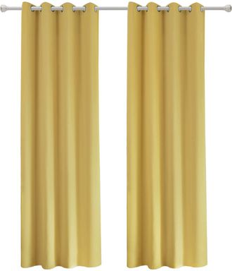 Woltu 2er Set Gardinen, Vorhang für Wohnzimmer Kinderzimmer, mit Ösen, Leicht & Weich, Wärmeisolierend, 140 x 225 cm, Gelb