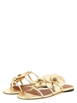 Zimmermann Womens Gold Leather Slides Shoe
