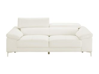 Vente-Unique Ledersofa 3-Sitzer - Wei&szlig; - Solange