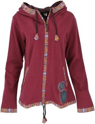 Guru Shop Guru-Boutique, Veste Ethnique du N&eacute;pal, Veste Brod&eacute;e, Bordeaux, Ducoton, Size:S (38), Vestes et Gilets Boho