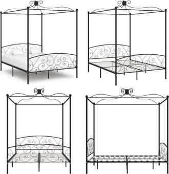 vidaXL Vidaxl - Cadre de lit à baldaquin Noir Métal 160 x 200 cm - Cadre De Lit - Lit à Baldaquin - Lit Metal - Lit Double - Meuble Chambre - Home & Living