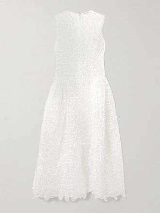 Cecilie Bahnsen Cate Midikleid Aus Besticktem T&uuml;ll - Wei&szlig;