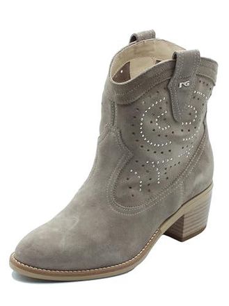 Nero Giardini E615121 Velour Cr&egrave;te Bottines pour femme en daim avec talon, Cr&egrave;te, 37 EU