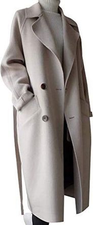 Minetom Manteaux Femme Hiver Chaud Gilet Bouton Épais Blouson Manches Longues Blazer Long Parka Trench Coat Veste avec Poches D Beige 44