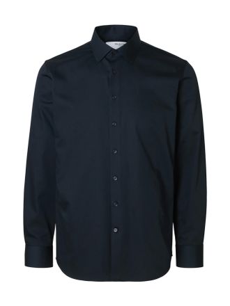 Selected Langarmhemd SELECTED SLHSLIMPERFORMANCE SHIRT LS D, Herren, Gr. XL, N-Gr, sky captain, Web, Obermaterial: 60% Baumwolle, 35% Polyester, 5% Elasthan, u