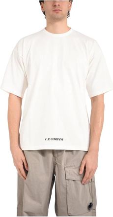C.P. Company C.p. Company, Homme, Tops, Blanc, Taille: 2XL T-shirt &agrave; Manches Courtes 1020 Jersey Stencil
