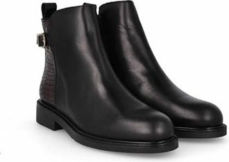 Lince Lince Bottines zipp&eacute;es en cuir confortable | Semelle en caoutchouc | Semelle int&eacute;rieure en gel | I31904 | Fabriqu&eacute;es en Espagne, Cuir de scie noir, 36