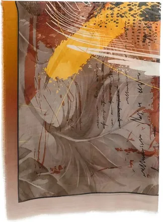 D'Aniello Abstract-print Frayed-edge Scarf