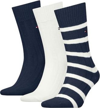 Tommy Hilfiger Giftbox Bootsock Classic Sock, Bleu Marine, 39-42 (Lot de 3) Hommes