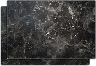 Wallario 2er Set Fr&uuml;hst&uuml;cksbrettchen aus Glas, Glasunterlage, Glasbrettchen Schwarze Marmor-Optik, Gr&ouml;&szlig;e 30 x 20 cm, Sicherheitsglas