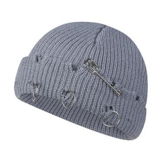 Generic Bonnet tricot&eacute; avec d&eacute;coration et &eacute;pingle unisexe c&ocirc;tel&eacute; doux unisexe pour homme et femme, bonnet dhiver en tricot doux et chaud, 01-Gris clair, taill