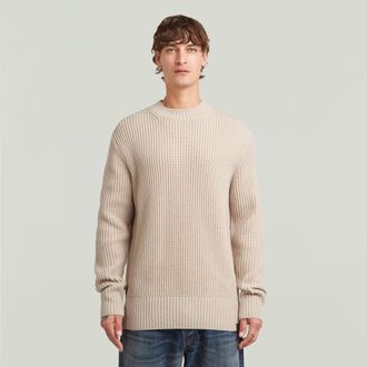 G-Star Essential Ribbed Knit - Beige - Herren