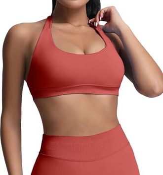 Generic Brassi&egrave;re pour femme, soutien-gorge dentra&icirc;nement moyen &agrave; faible soutien, sans couture, dos ouvert, haut court rembourr&eacute; pour le yoga, 2026, rose clai