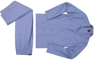 HUGO BOSS Herren Pyjama blau Baumwolle unifarben