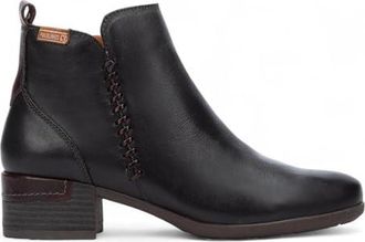 Infinity Leather Infinity Femmes Noir Cuir Zippé Talon Bottines - Malaga