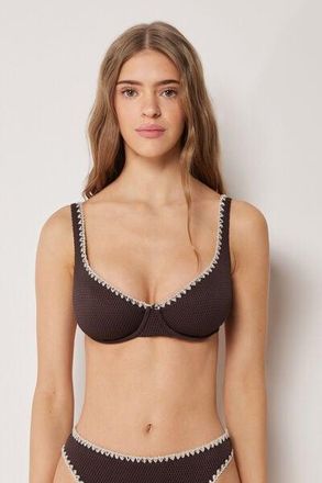 Calzedonia Balconette-bikinioberteil Bicolor Embroidery Braun