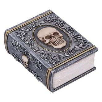 Nemesis Now Grimoire Bo&icirc;te &agrave; tr&eacute;sors en r&eacute;sine Gris 11 cm Motif t&ecirc;te de mort Bo&icirc;te &agrave; accessoires Cadeau dhorreur D&eacute;tails dor&eacute;s Couvercle amovible moul&eacute; dans la r&eacute;
