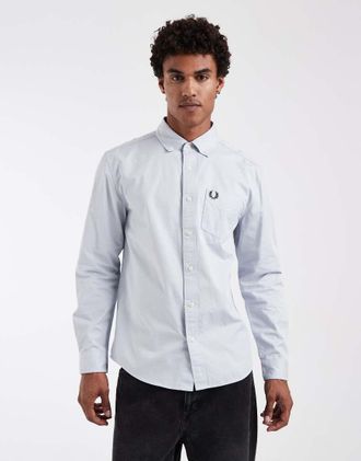 Fred Perry Relaxed-Fit-Hemd aus verwaschenem Twill in Blassblau